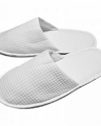White Waffle Closed Toe Slippers - Top Fashion Shop